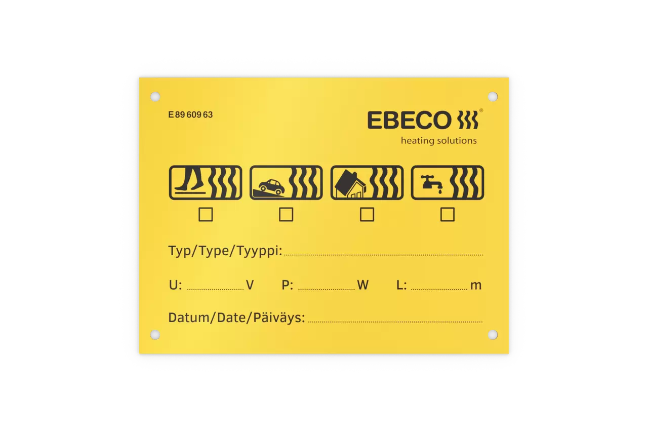 Heating cable sign | Ebeco